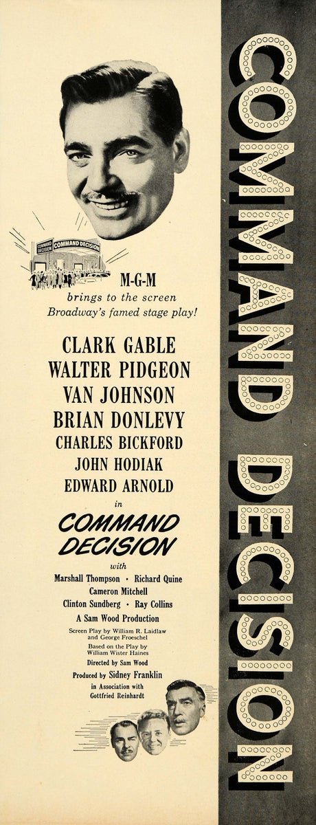 1949 Ad Command Decision Movie Clark Gable Sam Wood MGM - ORIGINAL LF3 ...