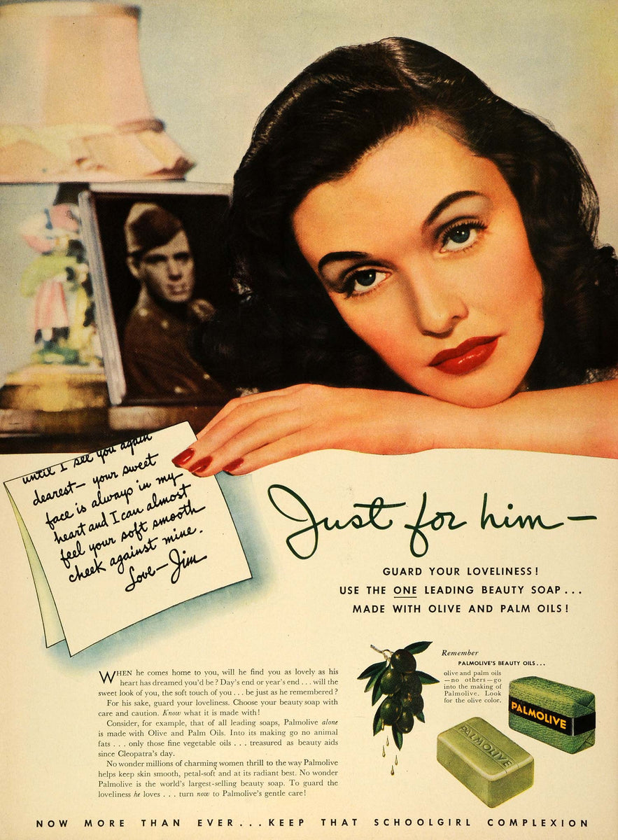 1942 Ad Palmolive Oils World War II Soldier Letter Facial Soap Beauty ...