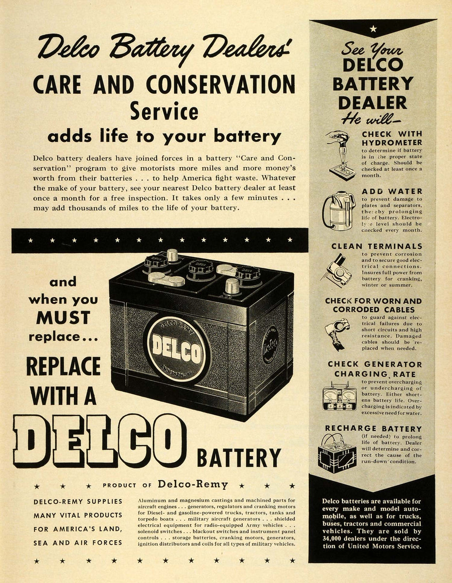 1942 Ad Delco Remy Battery United Motors Service World War II Conserve ...