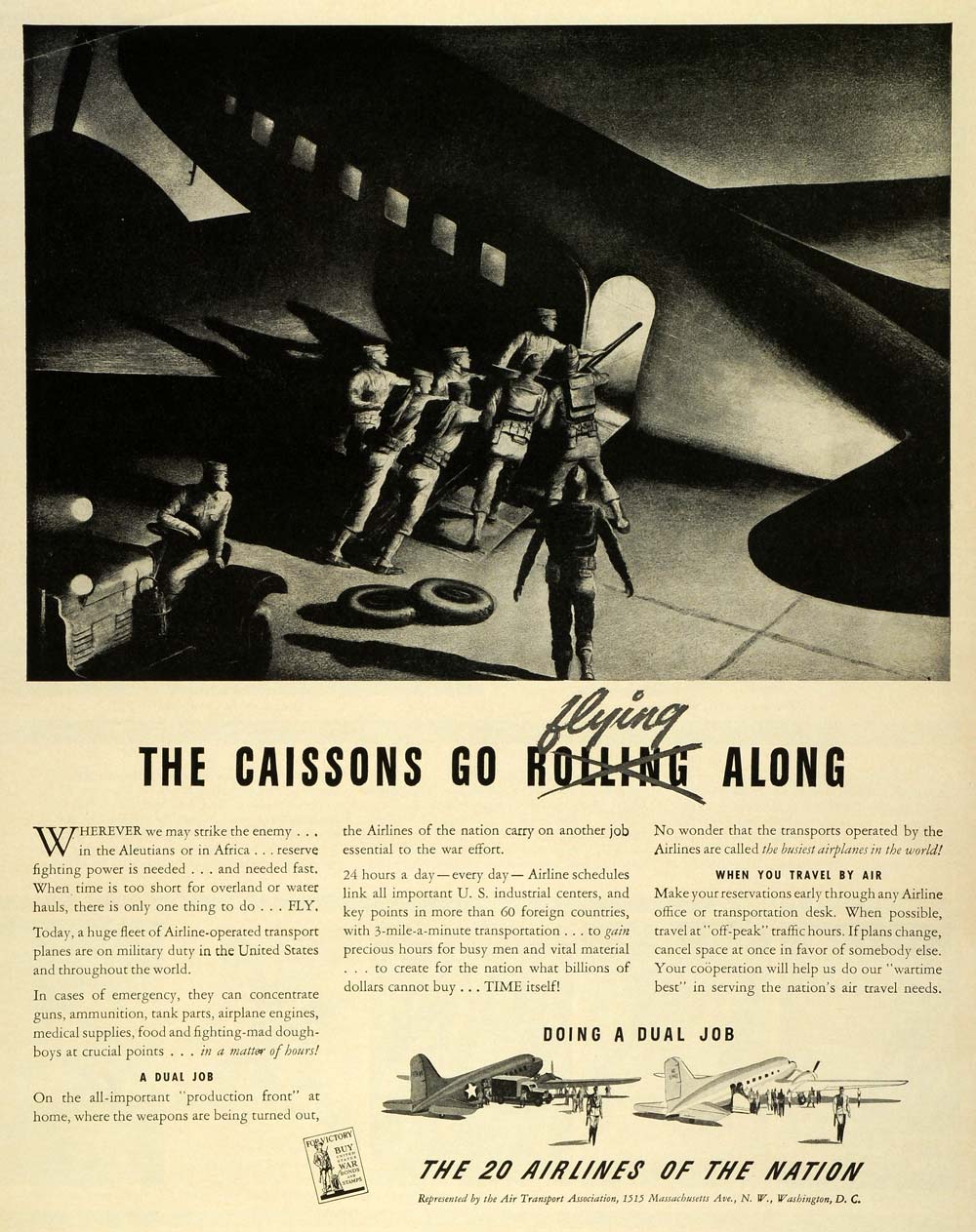 1942 Ad Airline Caisson WWII War Production Efforts Aviation Military ...