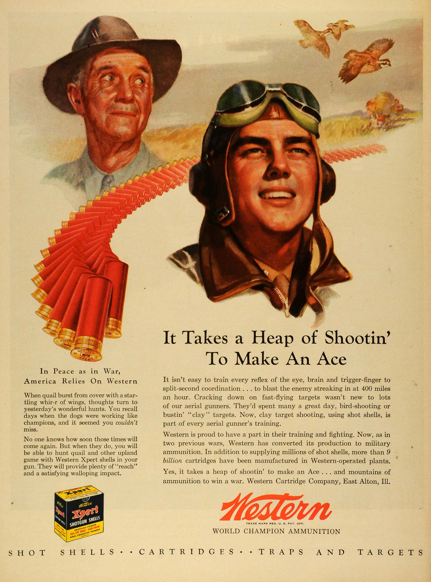1944 Ad Western Cartridge Co Xpert Shotgun Shells Hunting Quail Ammuni ...