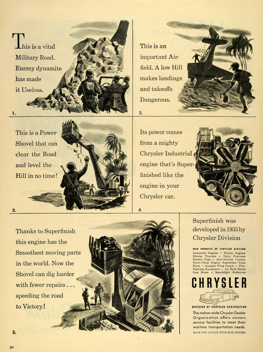 1944 Ad Chrysler Division WWII Wartime Industry War Products Industria ...