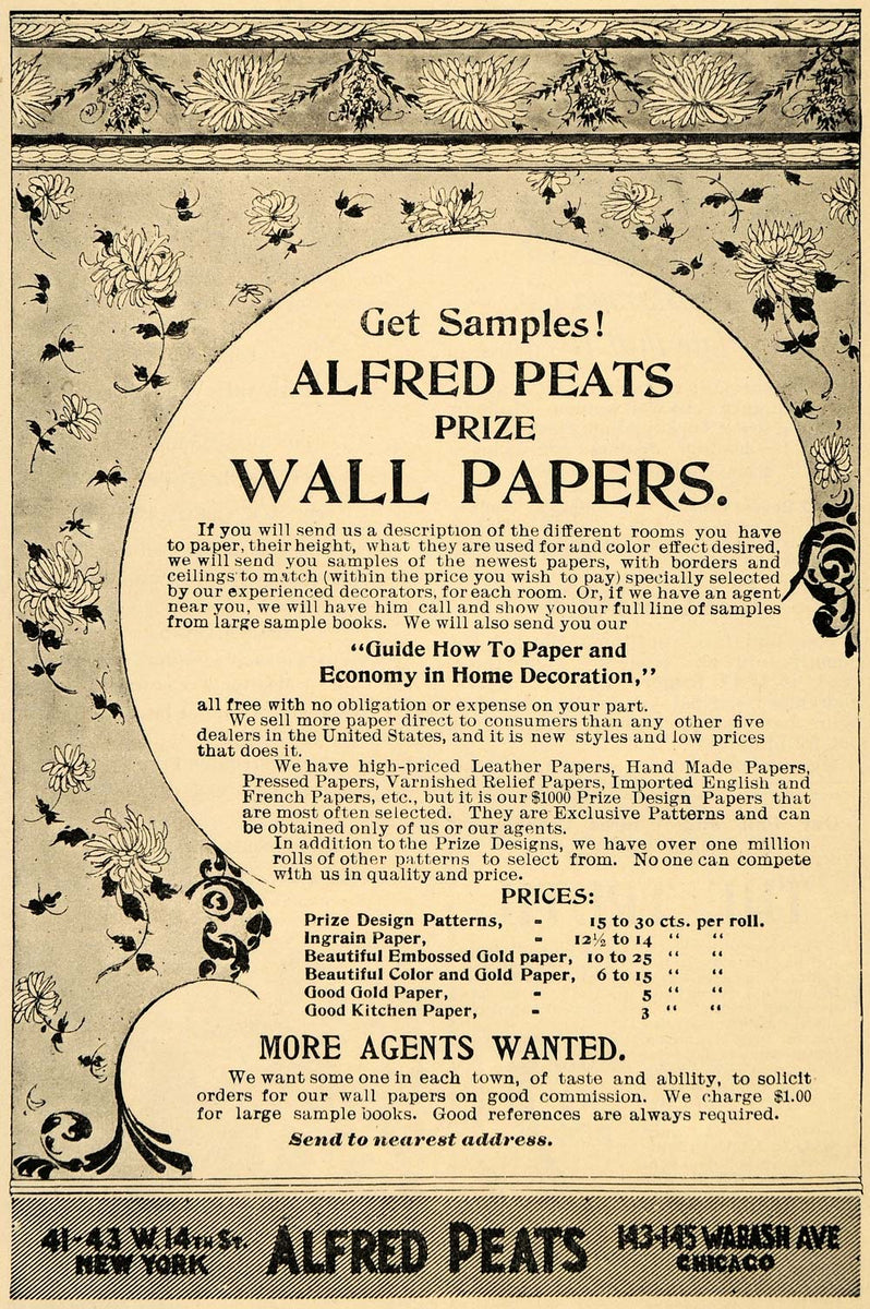 1895 Ad Alfred Peats Wall Papers Home Interior Decor - ORIGINAL ADVERT ...