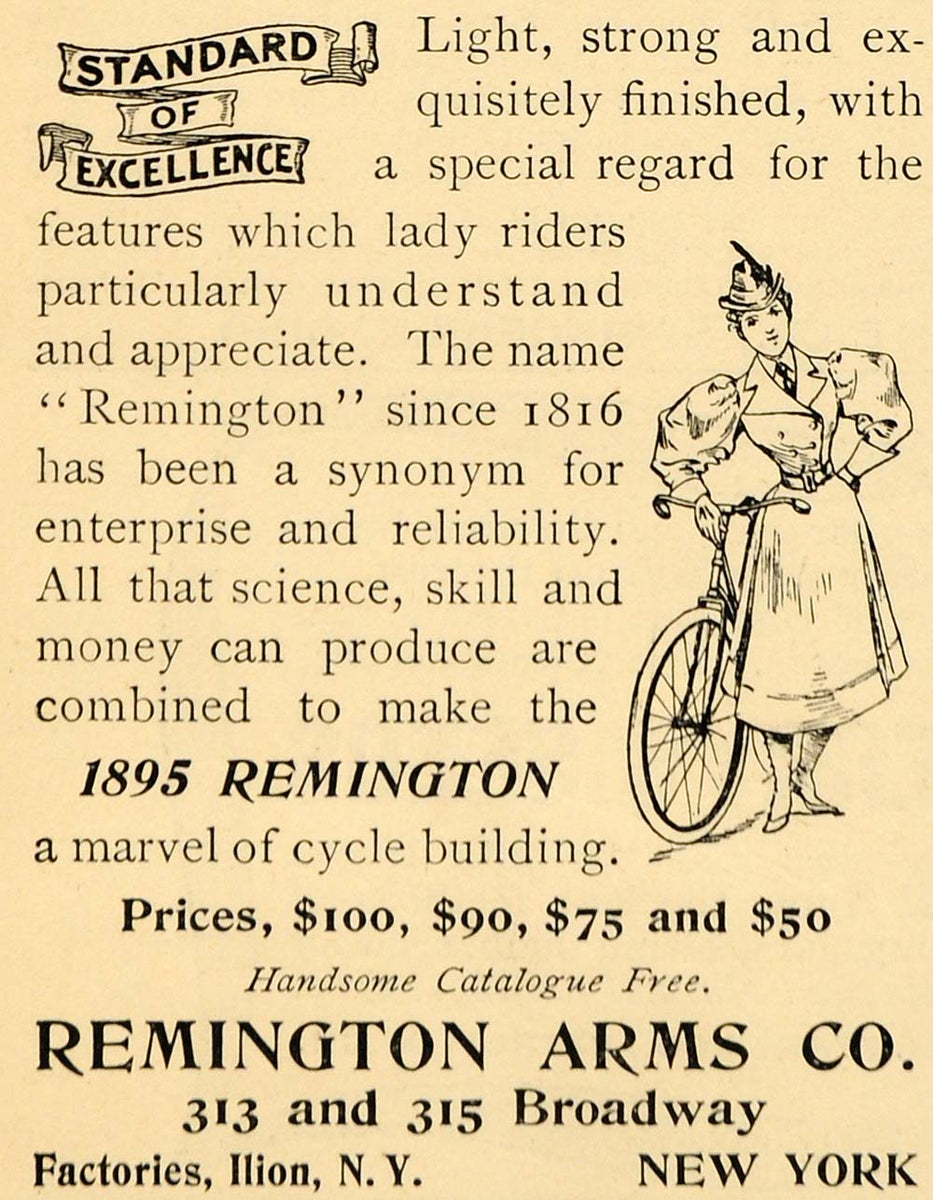 1895 Ad Remington Arms Bicycle Pricing Broadway NY - ORIGINAL ADVERTIS ...