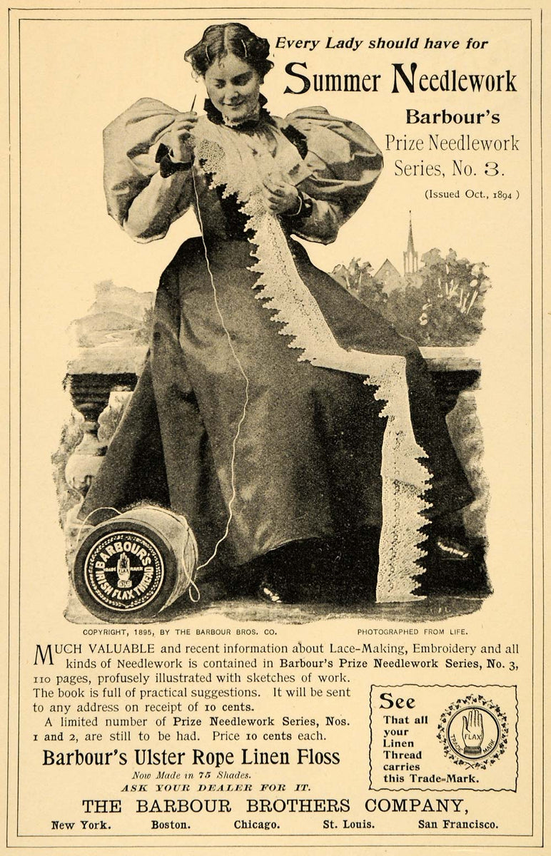 1895 Ad Barbour's Ulster Rope Linen Floss Needlework - ORIGINAL ADVERT ...