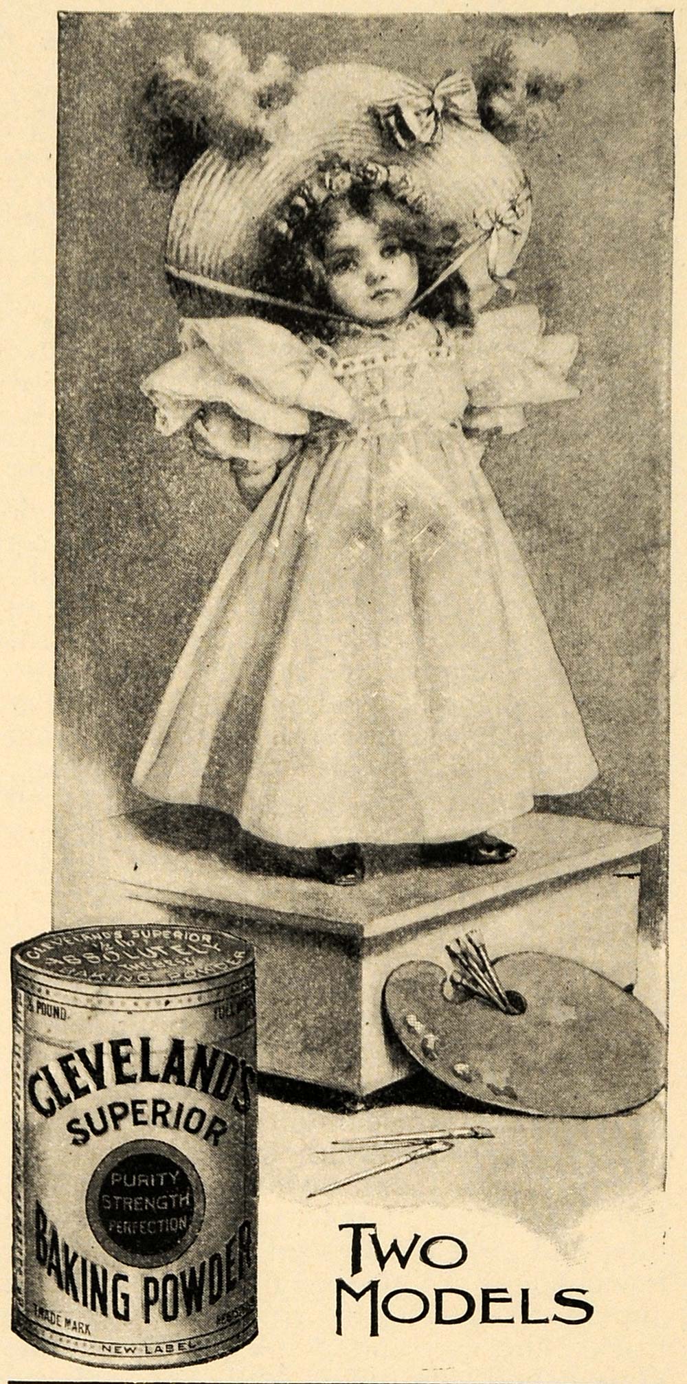 1897 Ad Cleveland's Baking Powder Girl & Paint Pallet - ORIGINAL LHJ4 ...