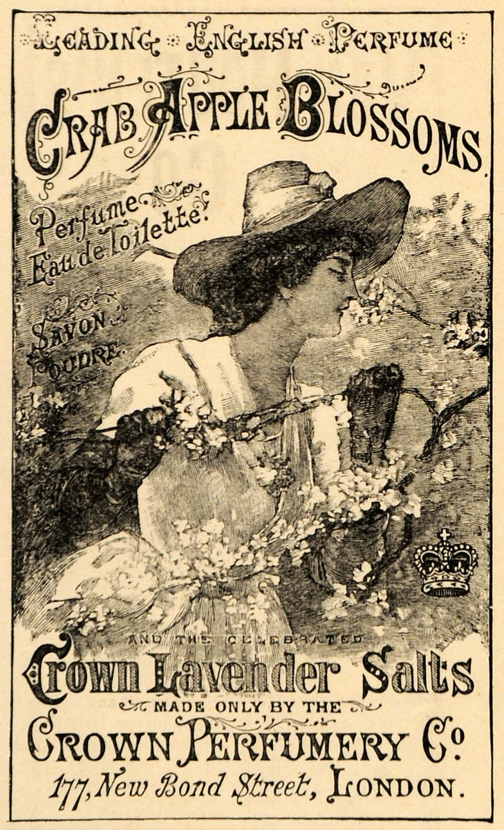 1892 Ad Crown Perfumery Co. Crab Apple Blossoms Perfume - ORIGINAL LHJ ...