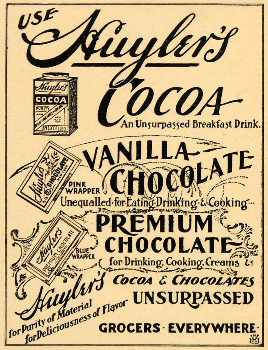 1900 Ad Huyler Cocoa Hot Chocolate Breakfast Drink Vanilla Cooking Bak ...
