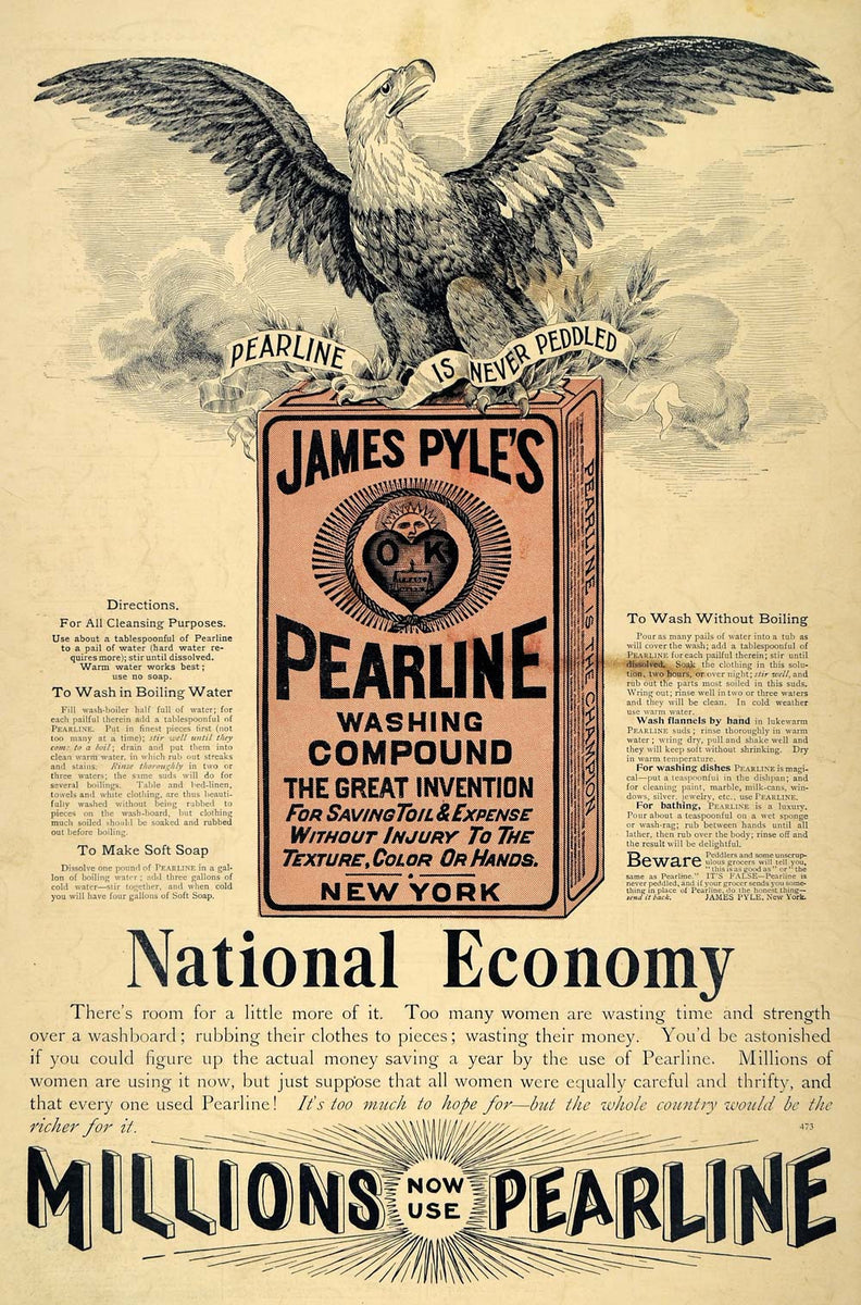 1895 Ad James Pyles Pearline Wash Compound Eagle Laundry Washing Clean ...