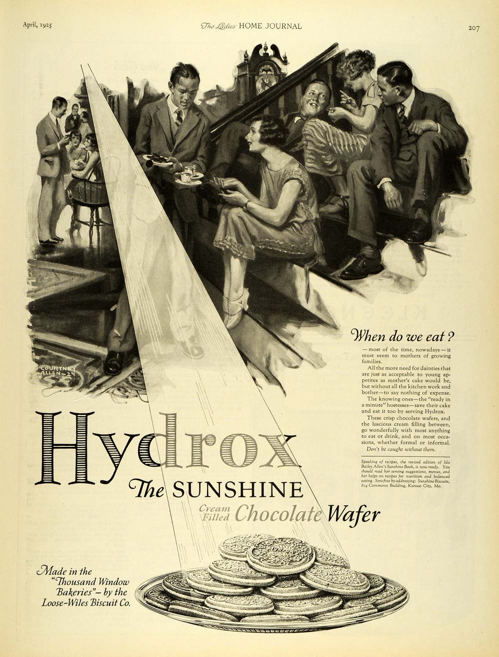 1925 Ad Hydrox Sunshine Cream Filled Chocolate Wafer - ORIGINAL ADVERT ...