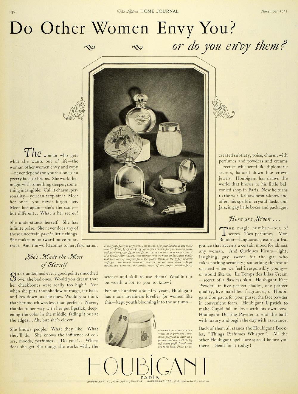 1925 Ad Houbigant Paris New York Perfume Scents Powder Cosmetics Femin ...