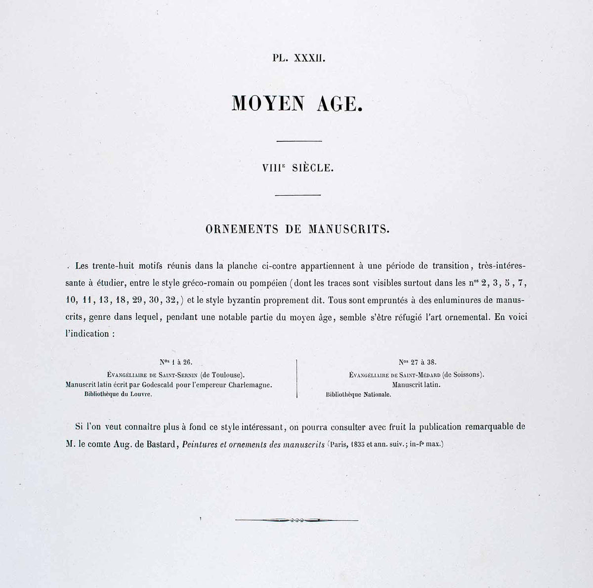 1875 Chromolithograph Medieval Manuscript Pattern Border Edge Illumina ...