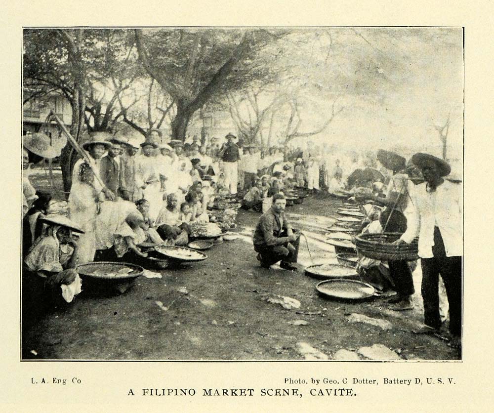 1899 Print Filipino Market Cavite City George C. Dotter ORIGINAL HISTO ...