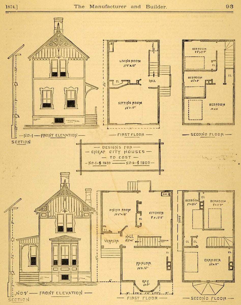City Authentic Victorian House Plans
