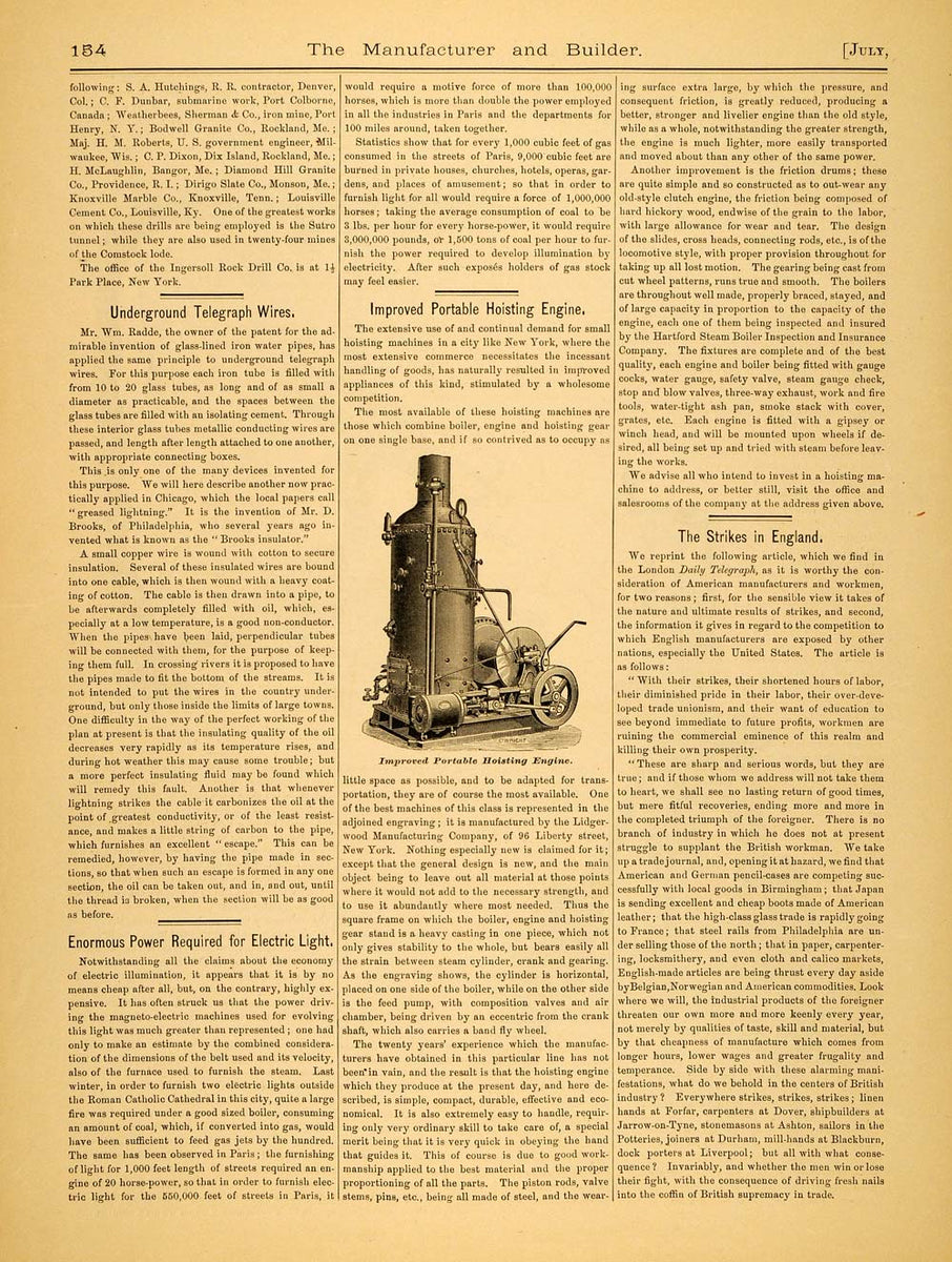 1879 Article Ingersoll Rock Drill Vintage Apparatus Machine Park Place ...