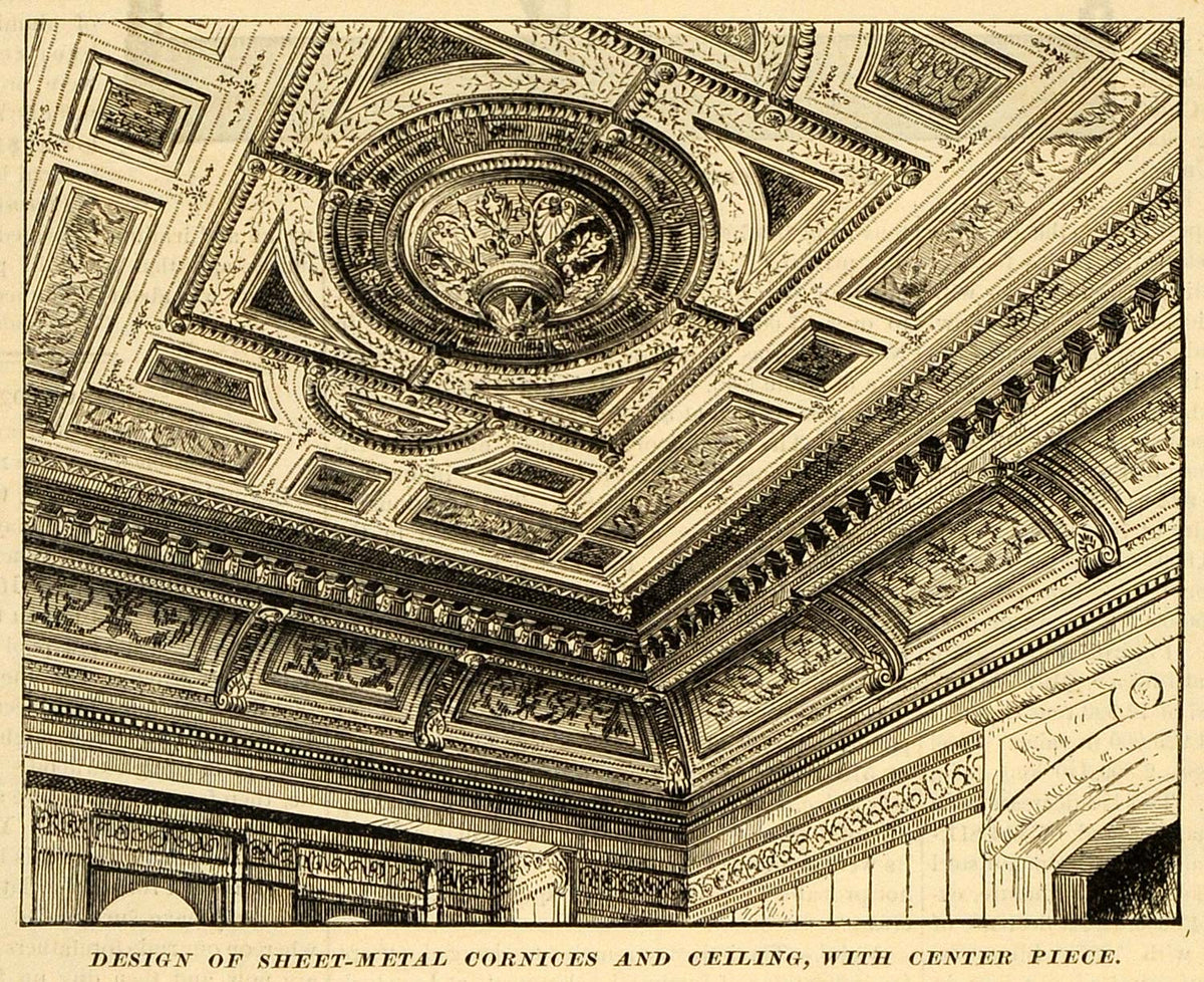 1889 Print Bakewell & Mullins Sheet Metal Ceiling Cornice Salem OH MAB ...