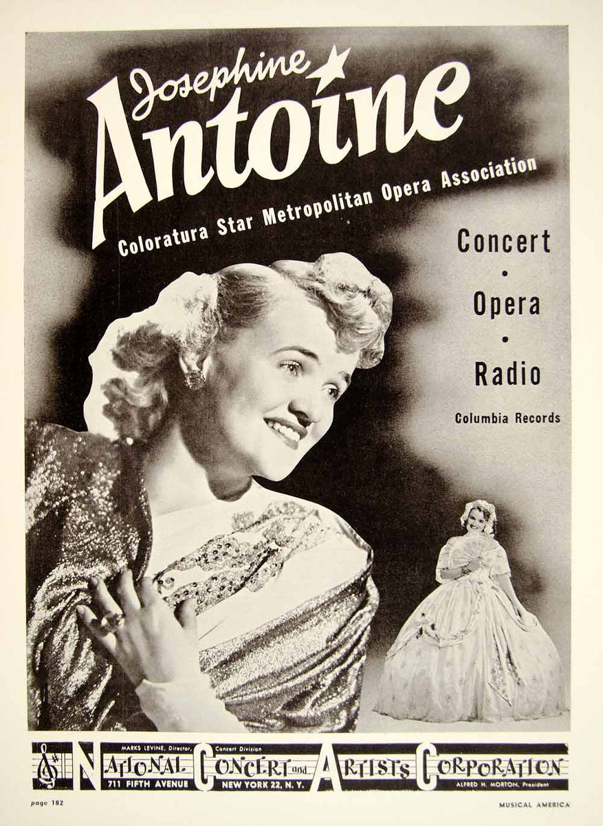 1948 Booking Ad Josephine Antoine Coloratura Soprano Opera Concert Rad ...