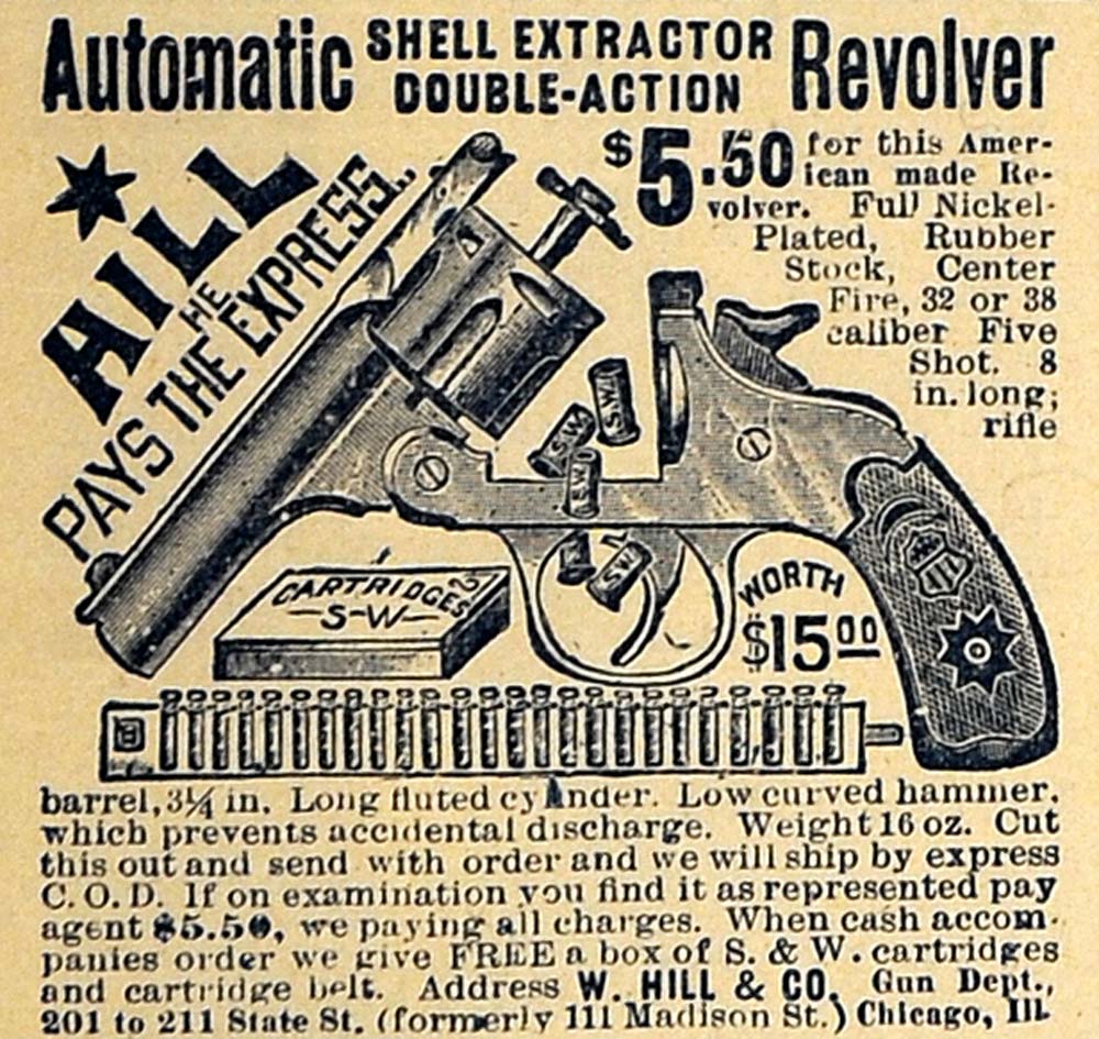 1892 Ad W Hill Shell Extractor Double Action Revolver - ORIGINAL MAY1 ...