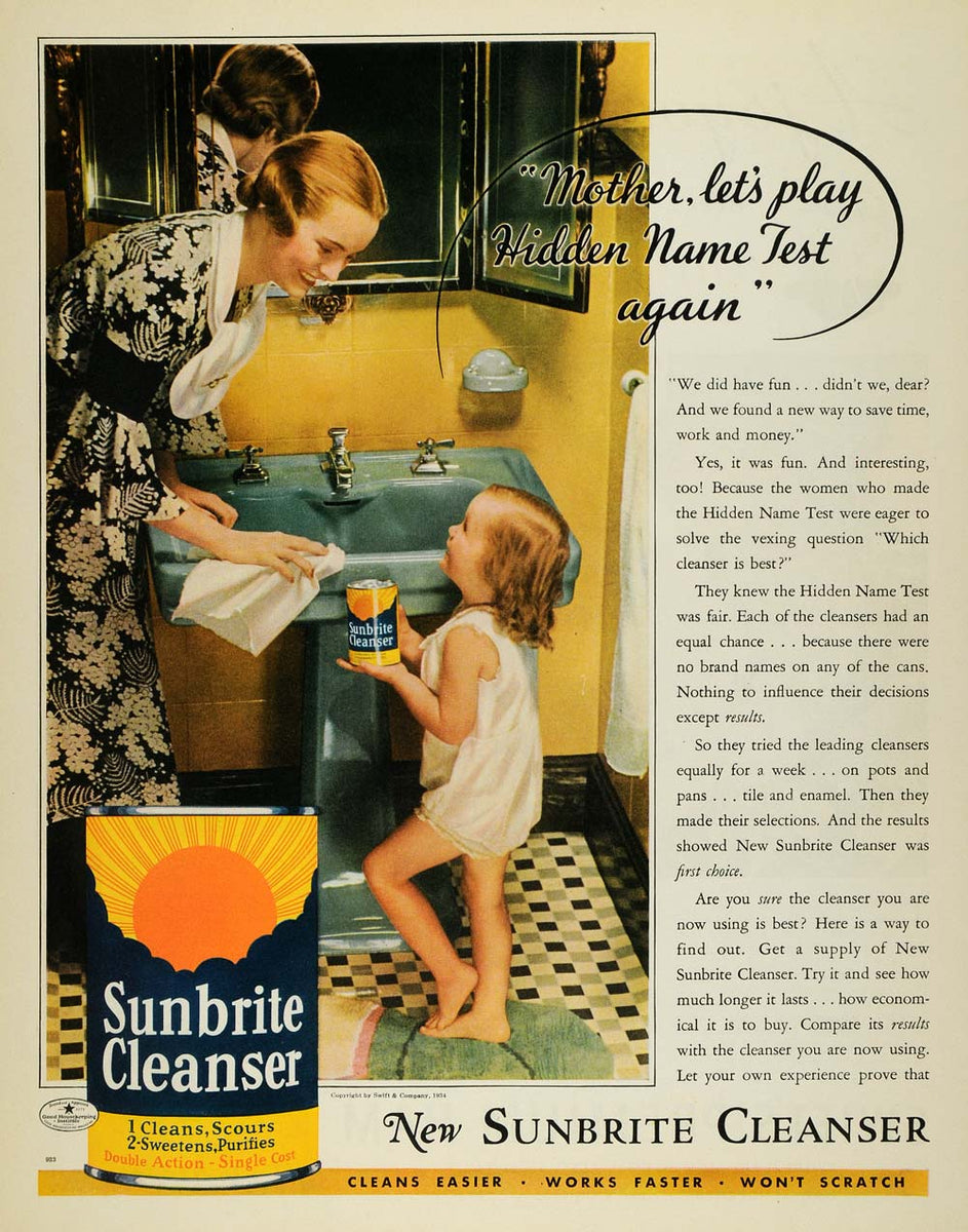 1934 Ad Swift Sunbrite Cleanser Bathroom Cleaner Mother - ORIGINAL MCC ...