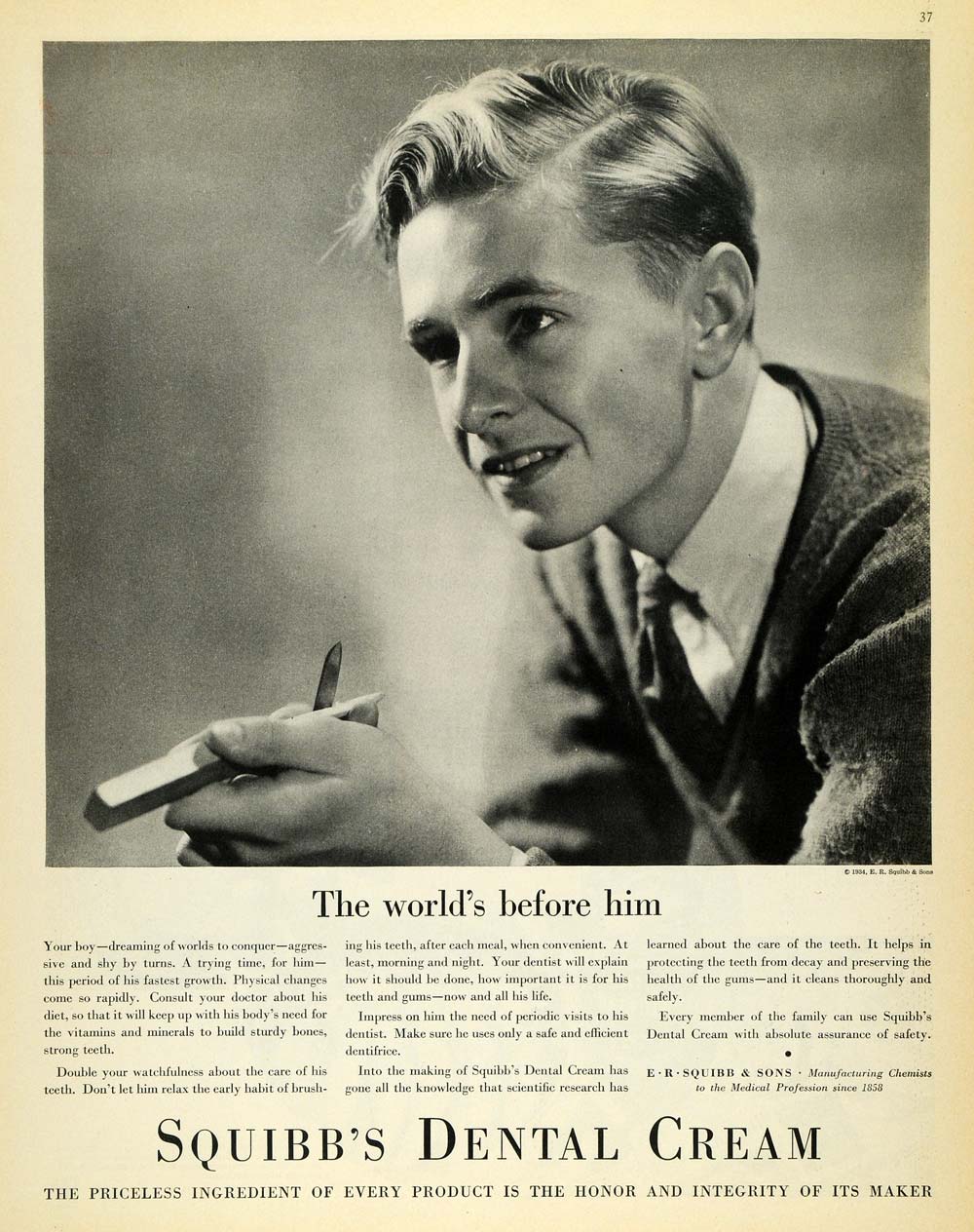 1934 Ad E R Squibb's Dental Cream Dentifrice Toothpaste - ORIGINAL MCC ...