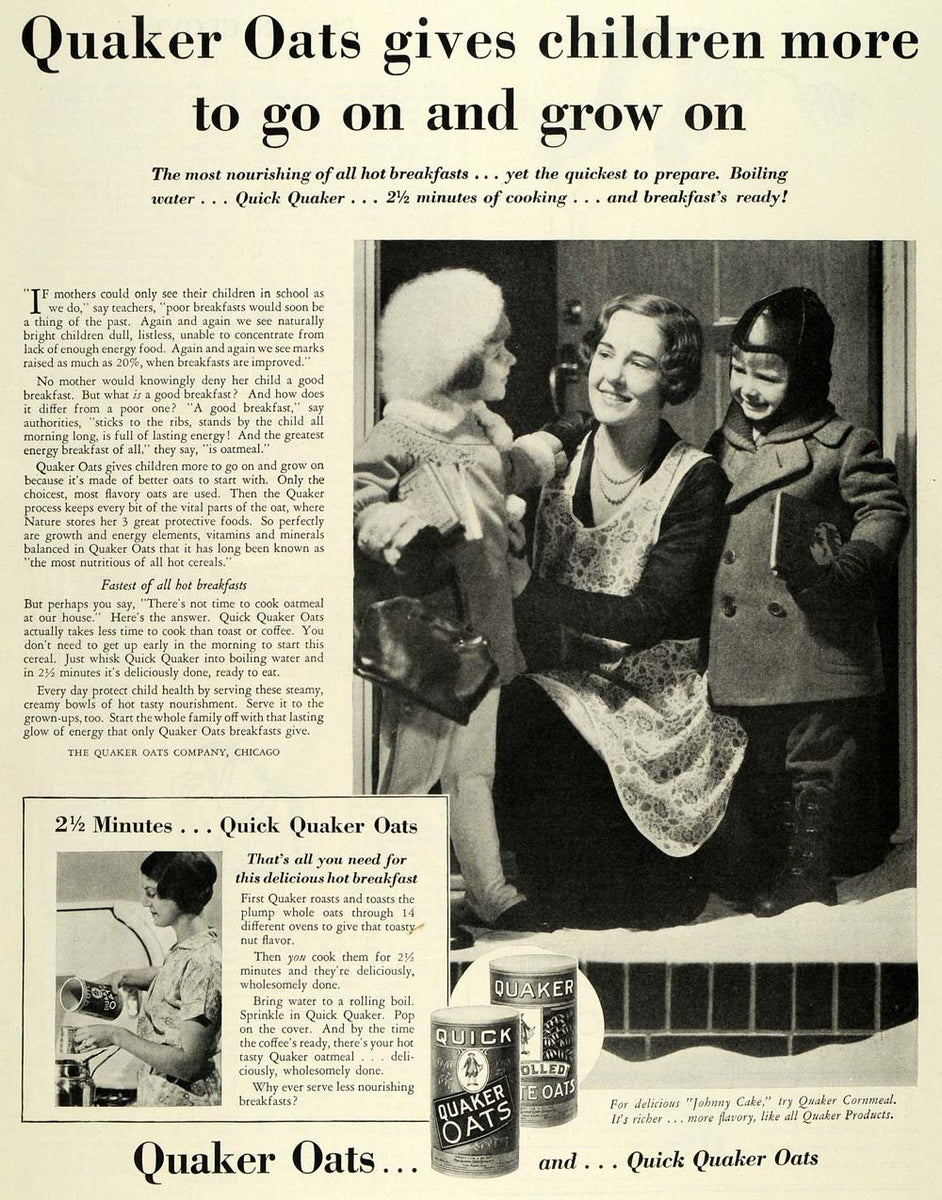 1931 Ad Quaker Oats Children Oatmeal Mother Johnny Cake - ORIGINAL MCC ...