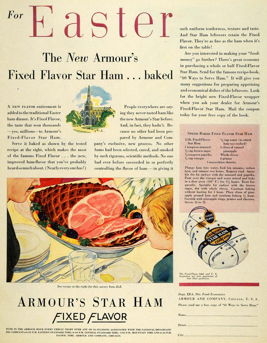 1931 Ad Armour's Star Ham Fixed Flavor Easter Recipe - ORIGINAL ADVERT ...