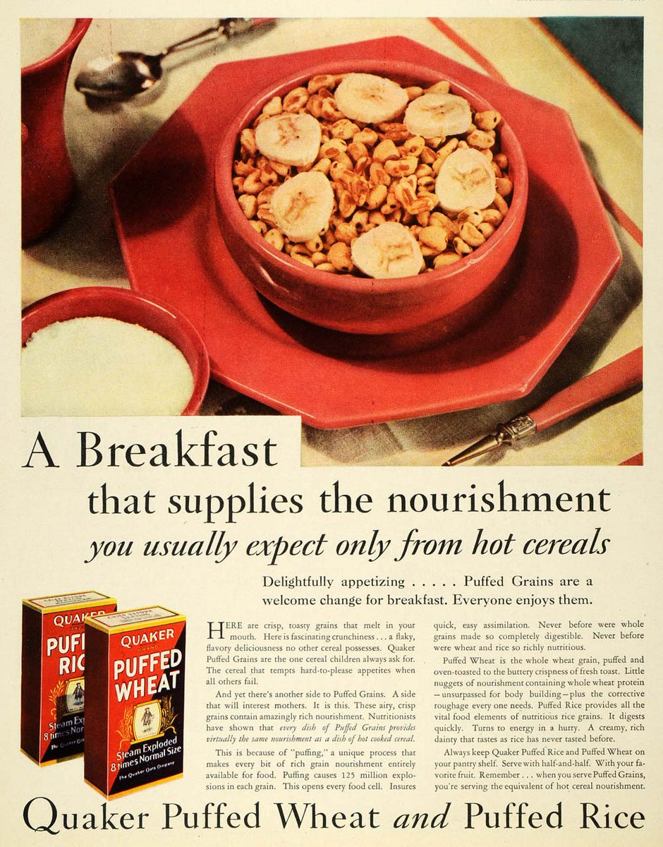 Quaker Puffed Rice Cereal Quaker Oats Puffed Wheat Rice Cereal Vintage