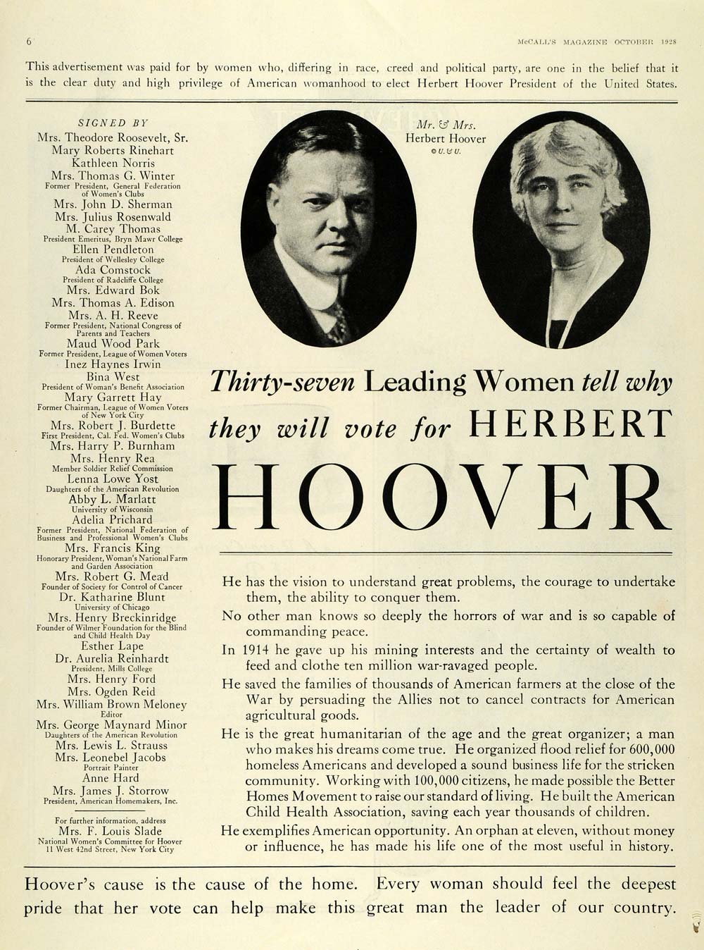 Herbert Hoover Campaign Poster