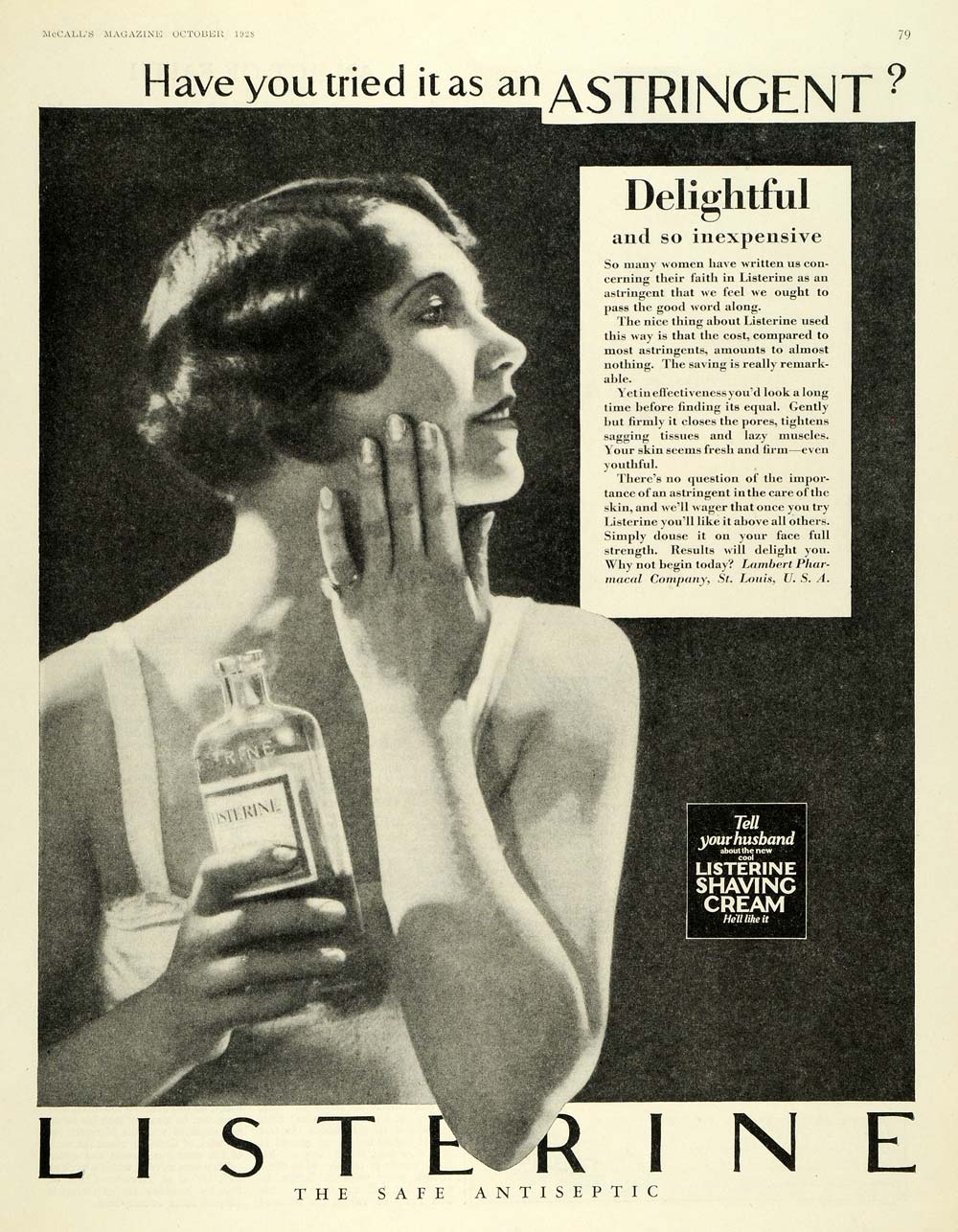 1928 Ad Lambert Pharmacal Listerine Antiseptic Shave - ORIGINAL ADVERT ...