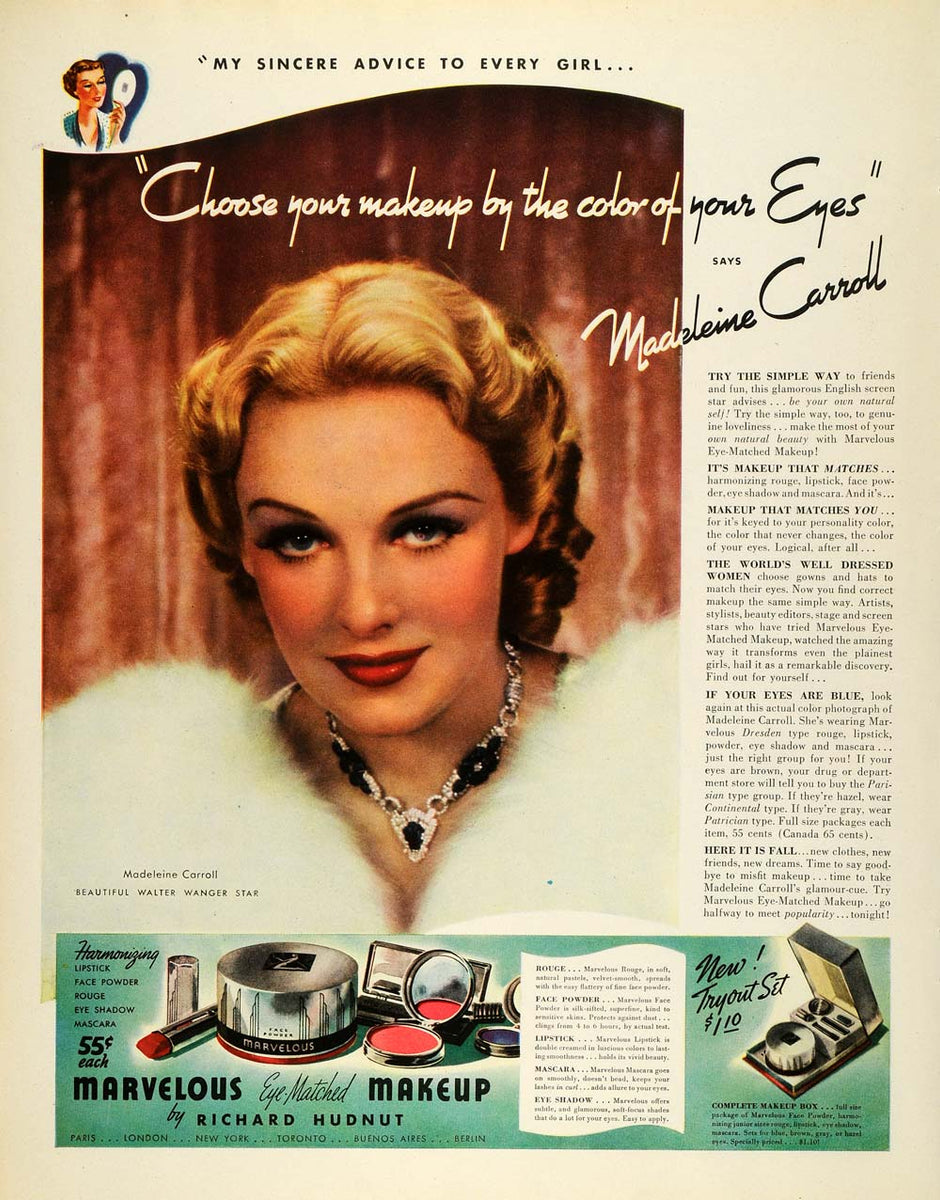 1937 Ad Richard Hudnut Makeup Madeleine Carroll Star - ORIGINAL ADVERT ...