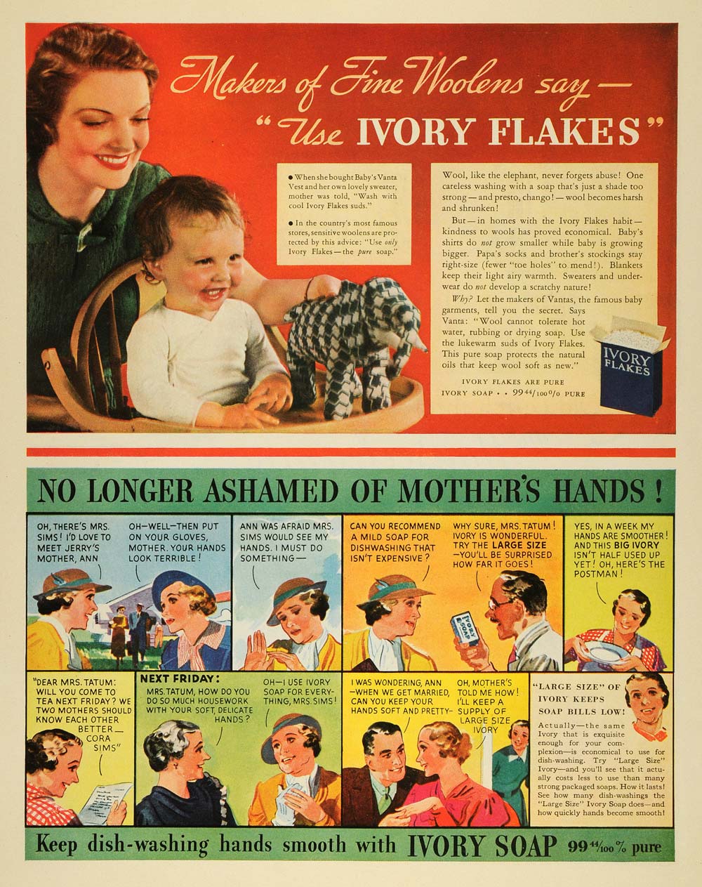 1935 Ad Ashamed of Mothers Hands Ivory Flakes Soap Box - ORIGINAL MCC5 ...