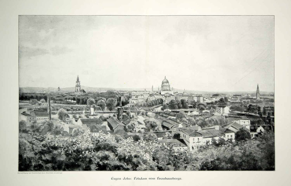 1912 Print Eugen John Potsdam Germany Cityscape View Brauhausberg Anti ...