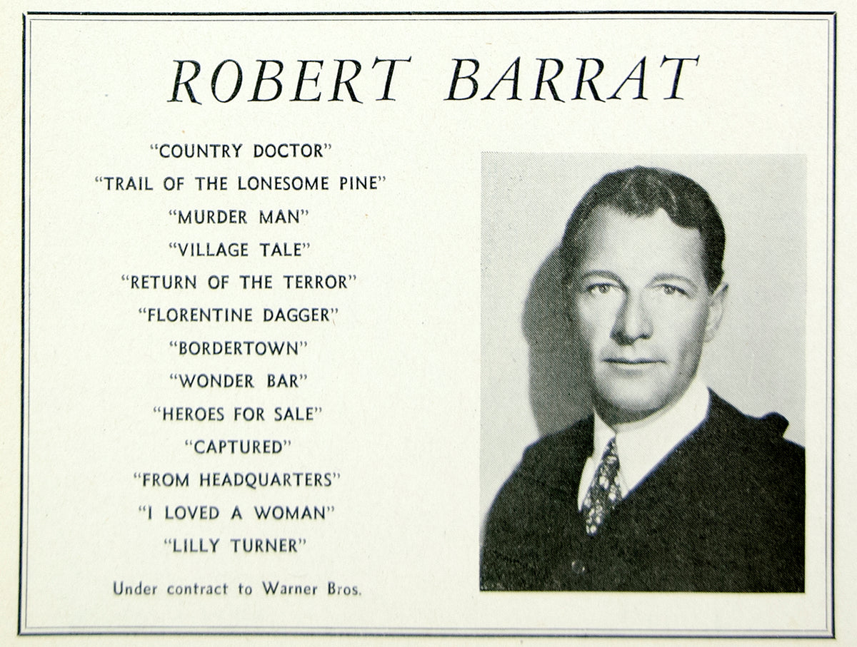 1936 Ad Robert Barrat Movie Film Character Actor Booking Warner Bros ...