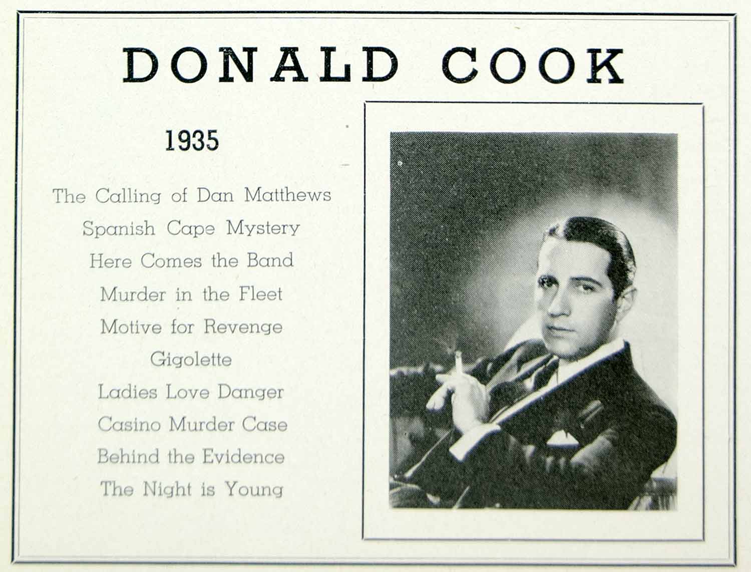 1936 Ad Donald Cook Actor Movie Film Stage Theatre Hollywood Booking M ...