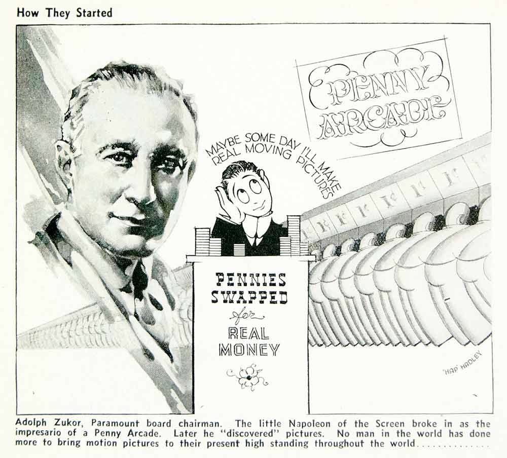 1936 Print Adolph Zukor Hollywood Movie Paramount Pictures Hap Hadley ...