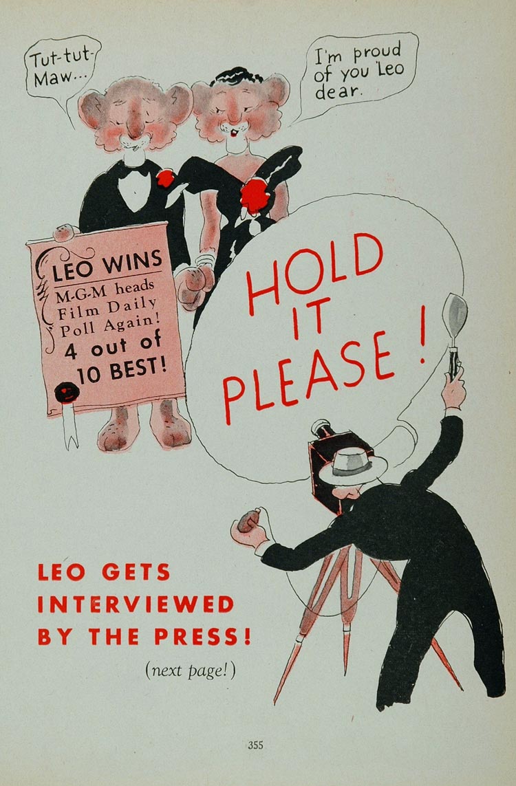 1936 MGM Leo Lion Movie Film Mascot Cartoon Color Print - ORIGINAL MOV ...