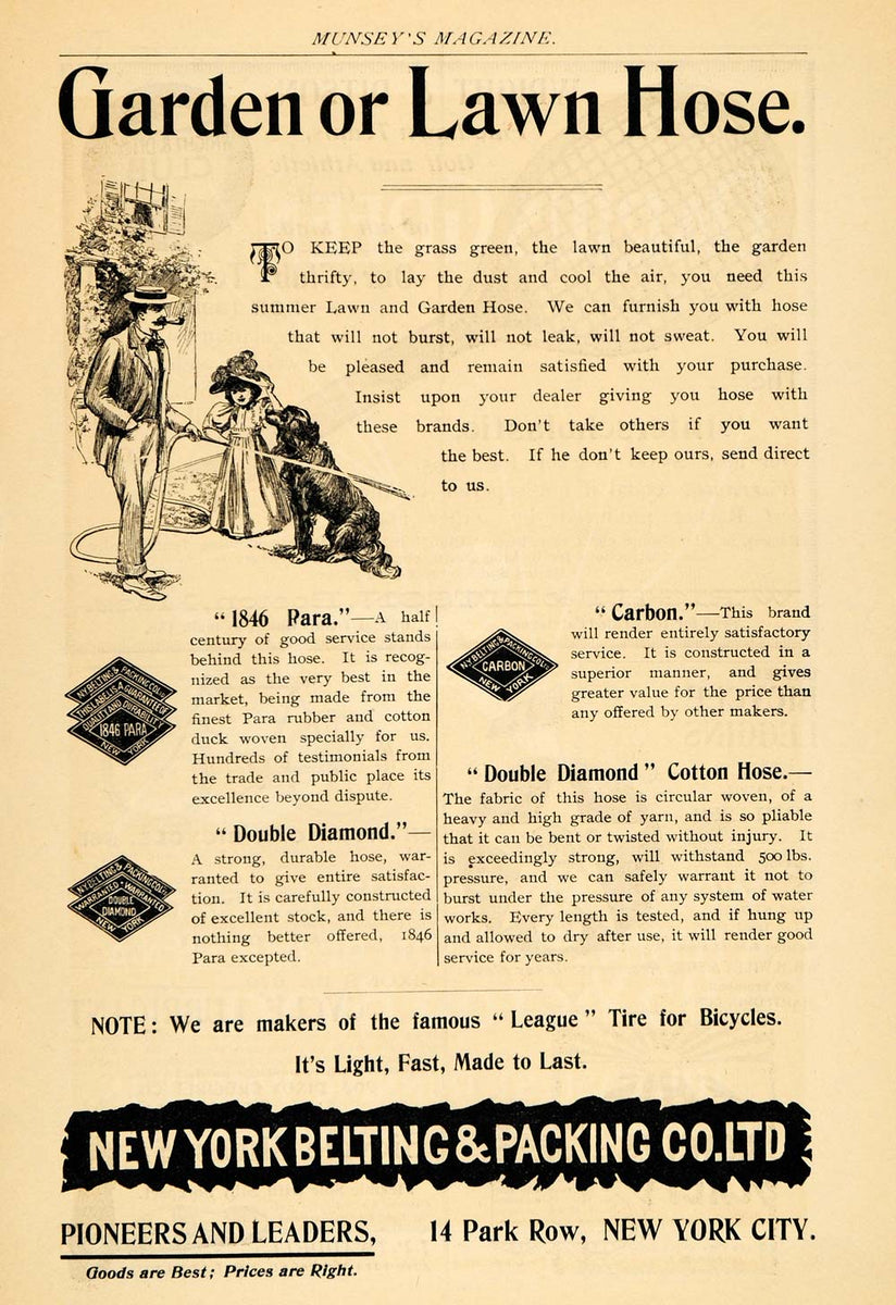 1895 Ad New York Belting Packing Company Garden Hose - ORIGINAL ADVERT ...