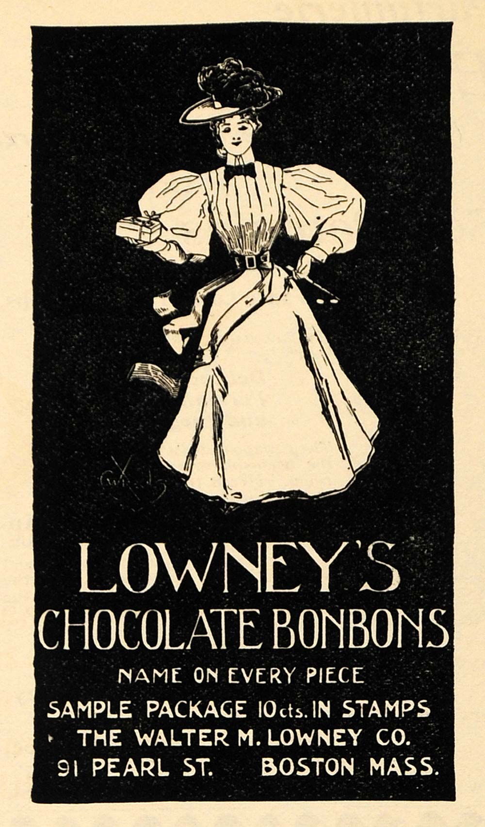 1895 Ad Fashion Hat Walter M Lowneys Chocolate Bonbons - ORIGINAL MUN1 ...