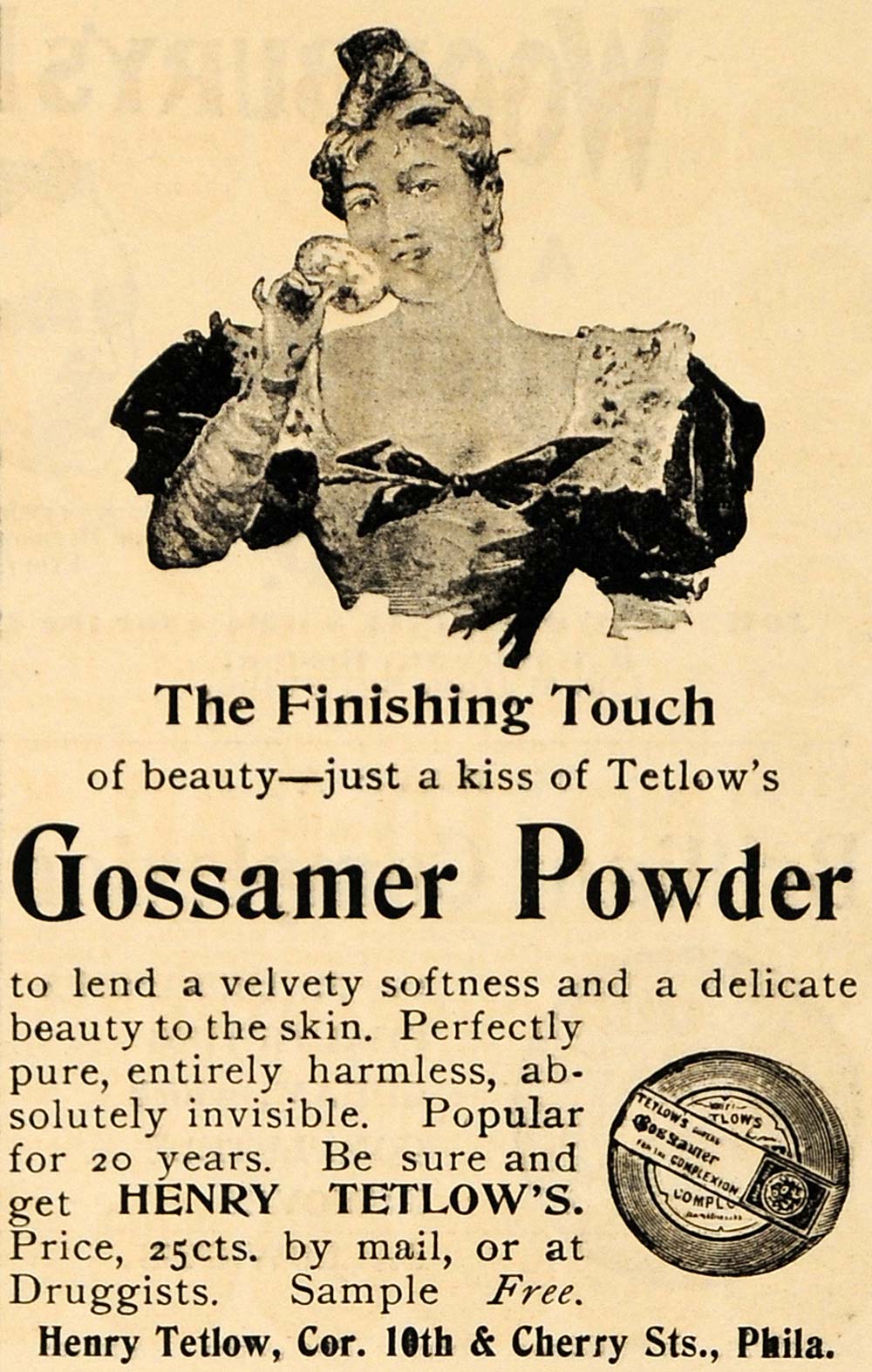 1895 Ad Gossamer Powder Face Henry Tetlow Corporation - ORIGINAL MUN1 ...
