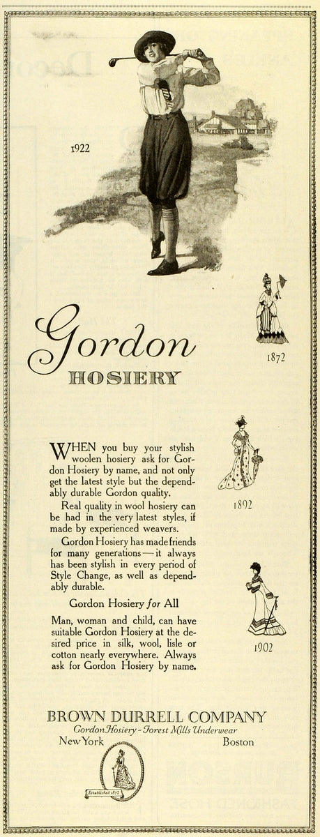 1922 Ad Brown Durrell Gordon Hosiery Forest Mills Underwear Undergarme ...