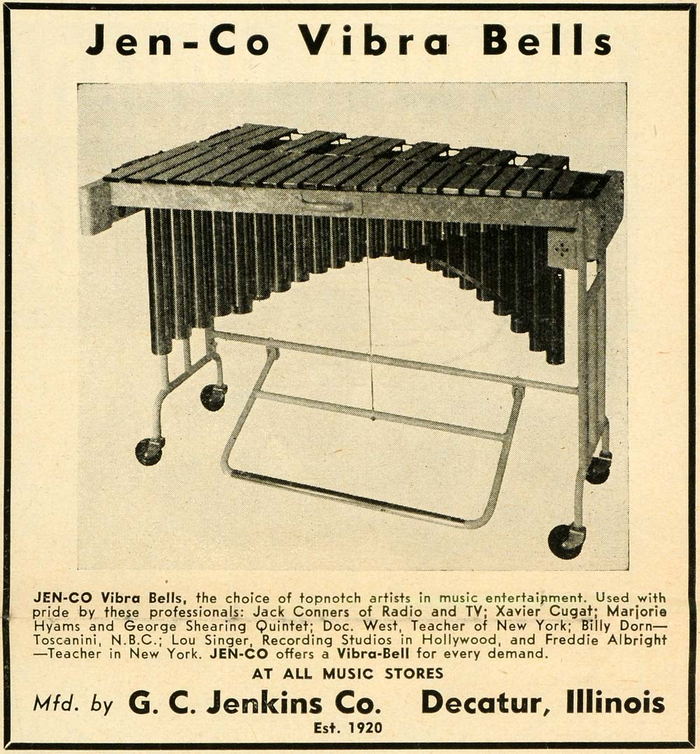 1951 Ad G C Jenkins Vibra Bell Instrument Conners Cugat - ORIGINAL MZ1 ...