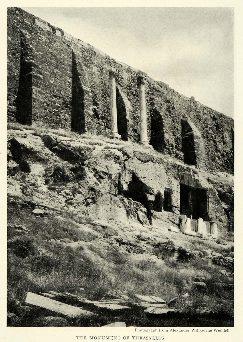 1922 Print Thrasyllos Monument Greek Chapel Cimon Grotto Architecture ...