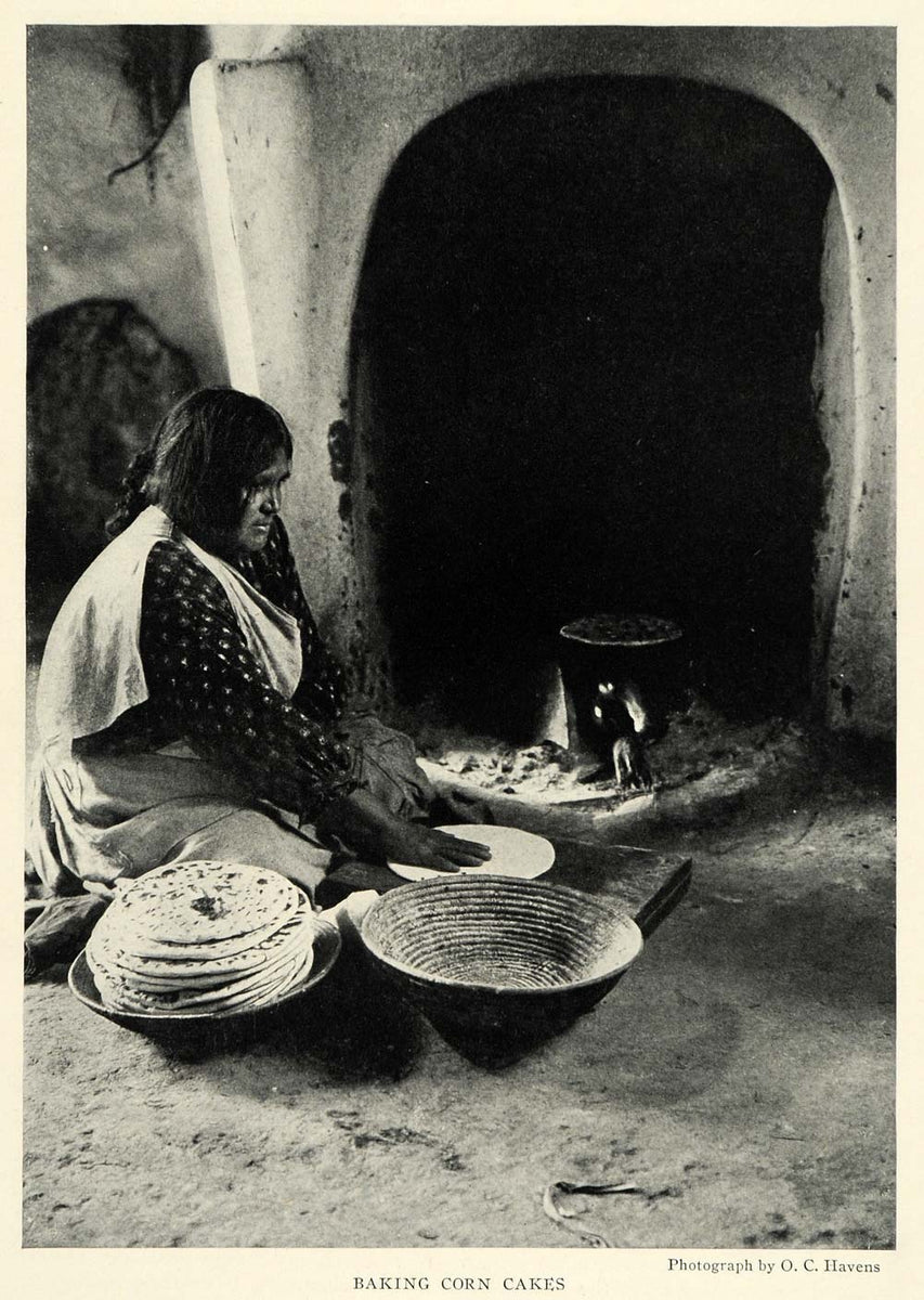 1925 Print Baker Corn Cakes Bread Piki Havens Southwestern Native Amer ...