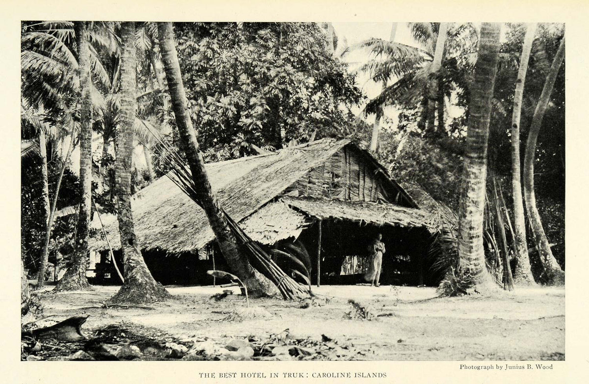 1921 Print Chuuk Truk Micronesia Hut Hotel Architecture Caroline Islan ...