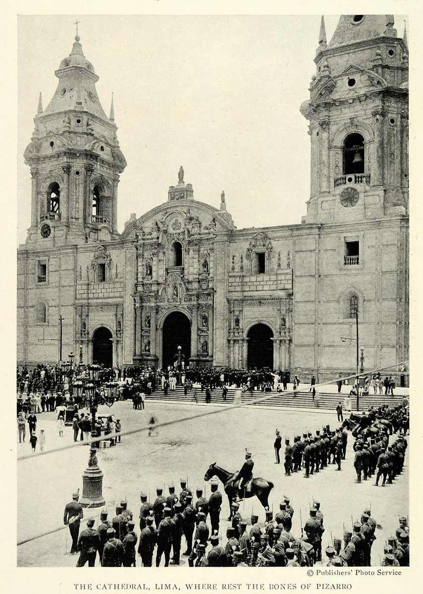 1921 Print Lima Peru Cathedral Spanish Conqueror Pizarro Moorish NGM2 ...