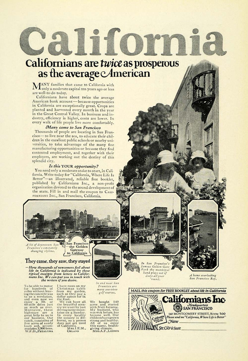 1925 Ad San Francisco California Chamber Commerce Landmarks Testimonia ...