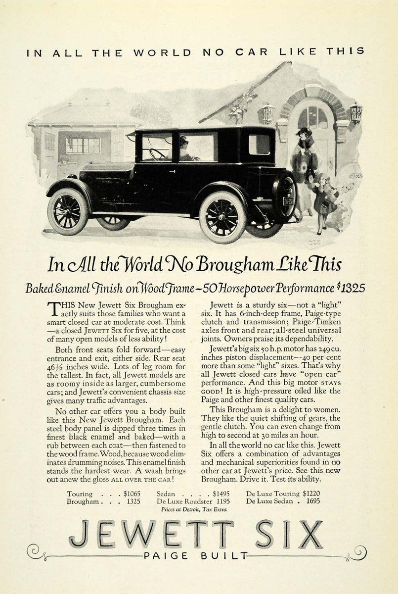 1924 Ad Antique Enclosed Paige Jewett Six Brougham Automobile Andrew L ...