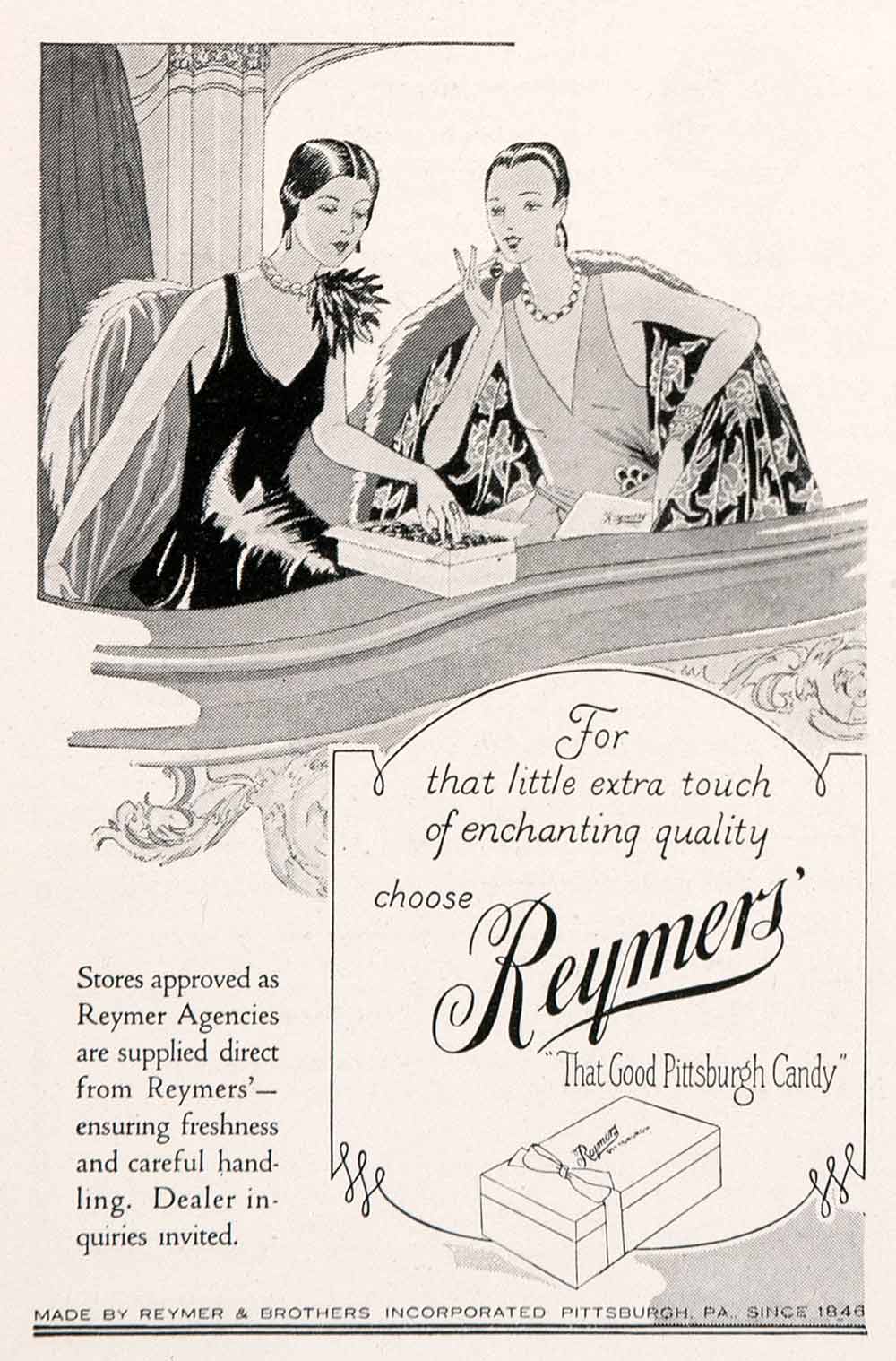 1927 Ad Reymers Pittsburgh Candy Chocolate Opera Theater Box Seats NGM ...