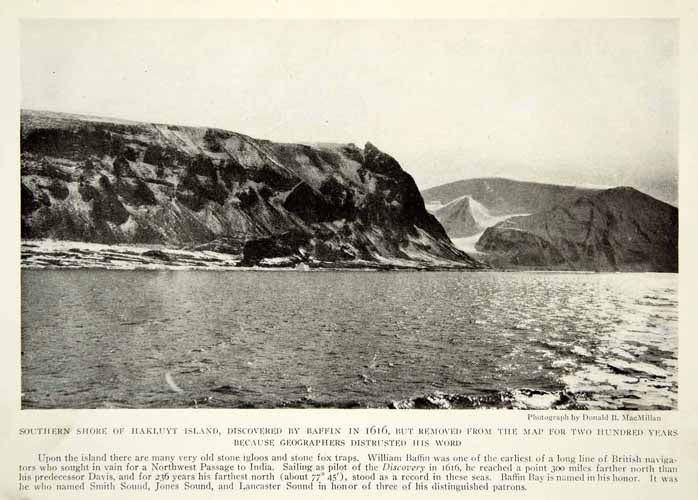 1920 Print Hakluty Island William Baffin Navigator Explorer Historic I ...