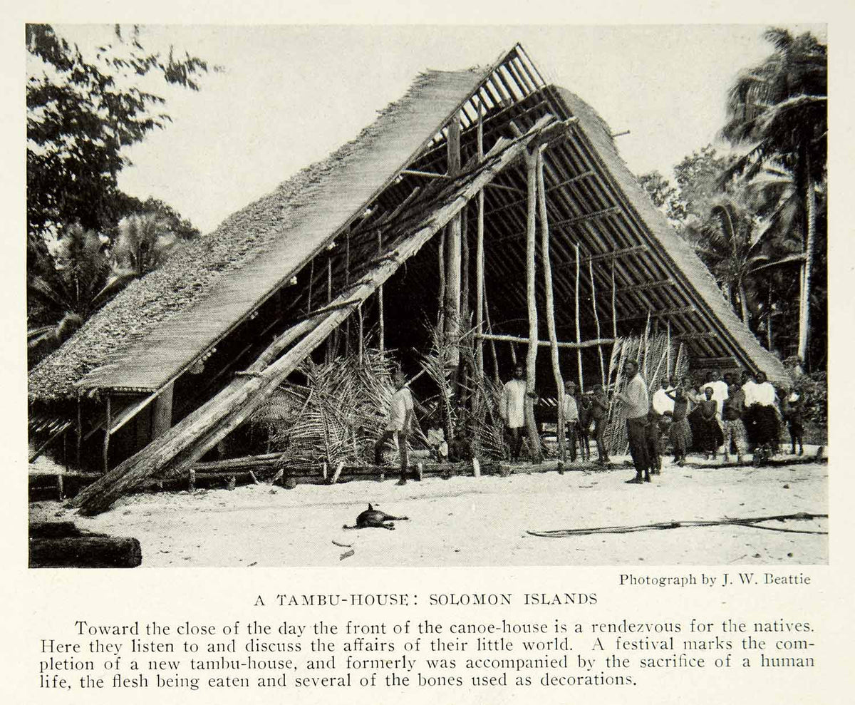 1921 Print Tambu House Solomon Islands Oceania Native Indigenous Hut H ...